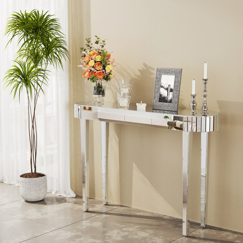 Mercer41 Urav Mirrored Glass Console Table & Reviews | Wayfair